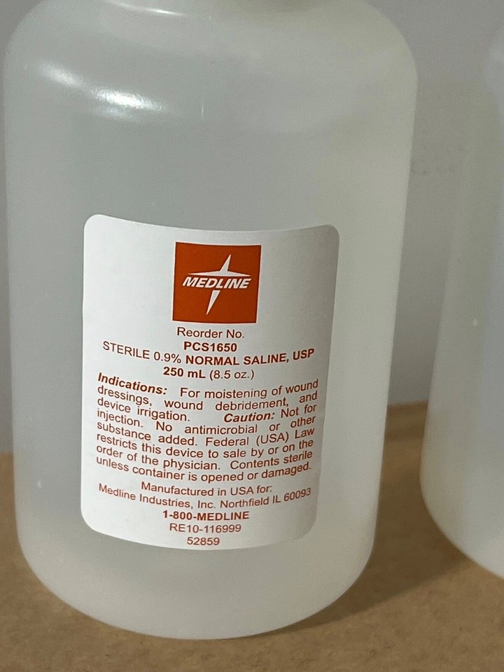 (24- Pack) Medline Sterile 0.9% Normal Saline USP 250 mL 8.5 oz Sealed ...