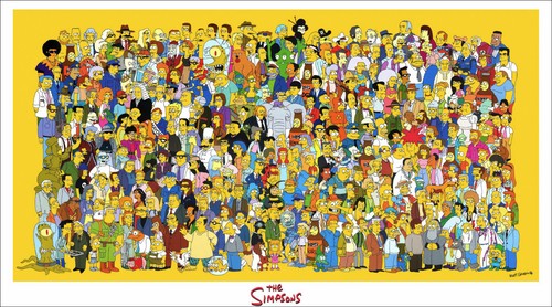 THE SIMPSONS CHARACTERS CAST TV SHOW ORIGINAL DRAWN ART PRINT PREMIUM ...