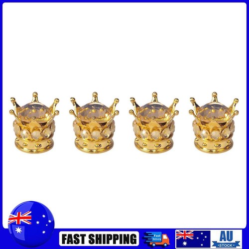 4Pcs Crown Shape Valve Stem Caps Bling Diamond Tire Valve Stems (Gold ...