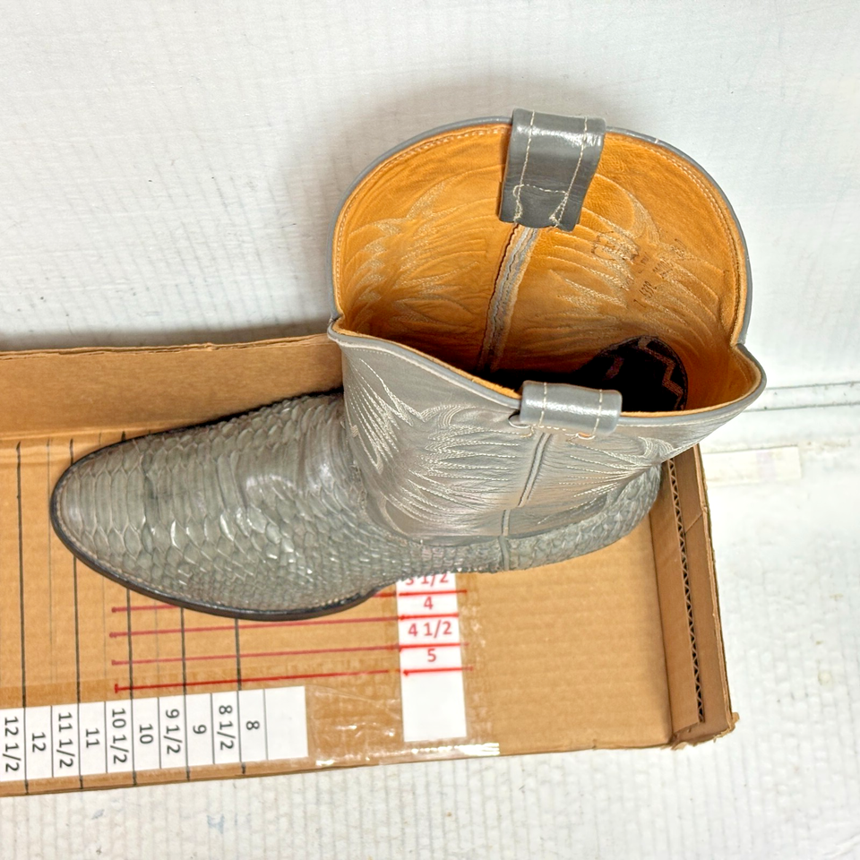 Nocona Boots 8 1/2D Gray Snakeskin Python Exotic Leather Western Rodeo ...