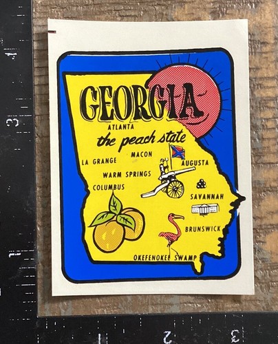 Vintage GEORGIA The Peach State Map Outline Travel Souvenir Water Slide ...
