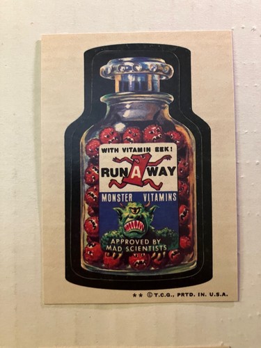RUN-A-WAY VITAMINS - 1974 Wacky Packages Stickers - Series 6 - NM or ...