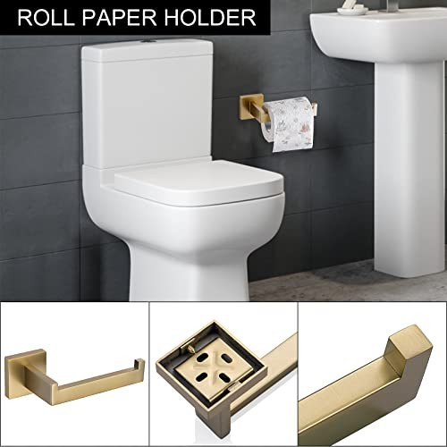 Towel Bar Set Bathroom Hardware Set, 5 Pieces Gold Bathroom Brushed ...