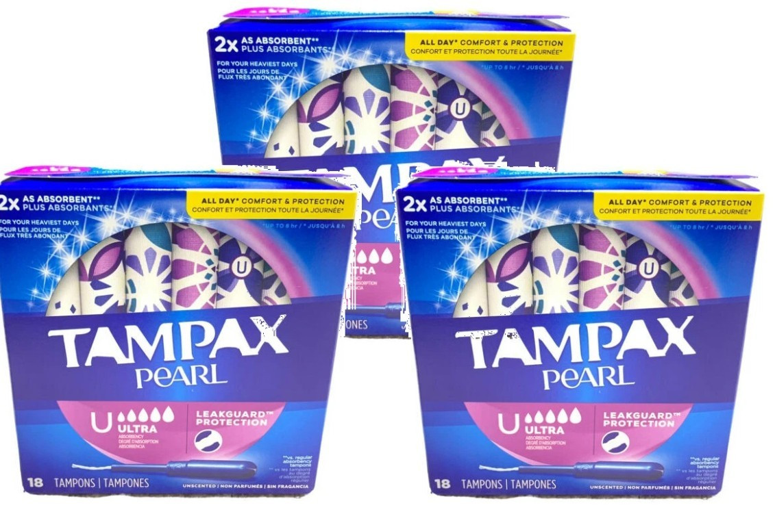 Pack of 3-18 Tampax Pearl Ultra Absorbency Unscented Tampons Leakguard ...