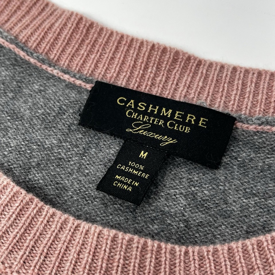 Charter Club Luxury Cashmere Crew Neck Sweater Pink Women's Size Medium ...