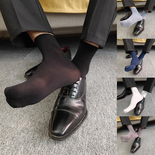 Ultra-thin Sheer Socks Men Tube Socks Business Meetings 20% Spandex ...