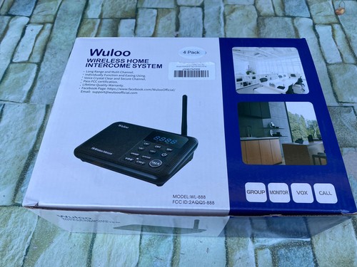 4 Pack Wuloo Wireless Home Intercom System Model WL-888 White Open Box ...