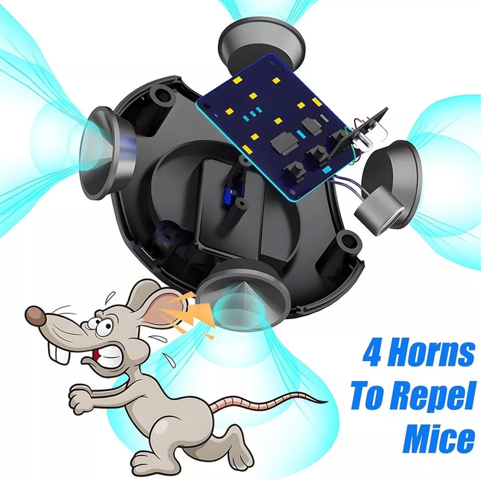 4-in-1 Ultrasonic Rodent Repellent Pest Repeller Mouse Blocker Rat ...