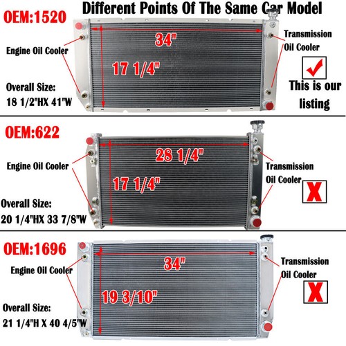 4 Row Aluminum Radiator For 1990-2000 Chevy GMC C/K 1500 2500 3500 ...