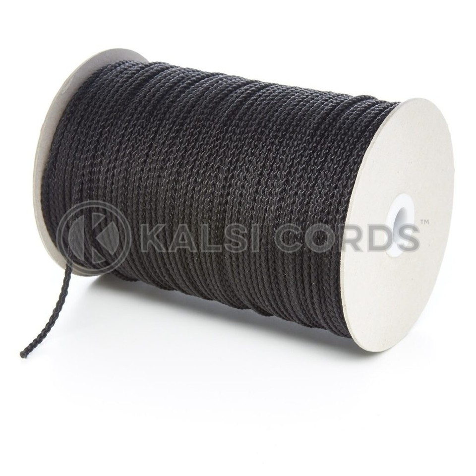 3MM THIN POLYPROPYLENE ROPE BRAIDED POLY CORD STRONG STRING IN BLACK ...