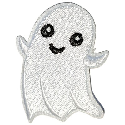 100x Ghost Applique Smiling Halloween White Badge Iron on Patch ≈4.5*5 ...