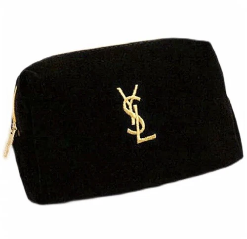 Saint&Laurent SL Beaute Black Velvet Makeup Bag Pouch Cosmetic Bag | eBay