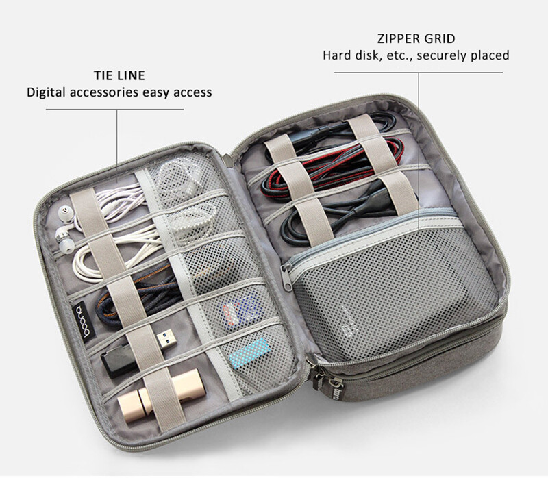 Electronic Organizer Travel Bag USB Cable Gadget Digital Adjustable ...