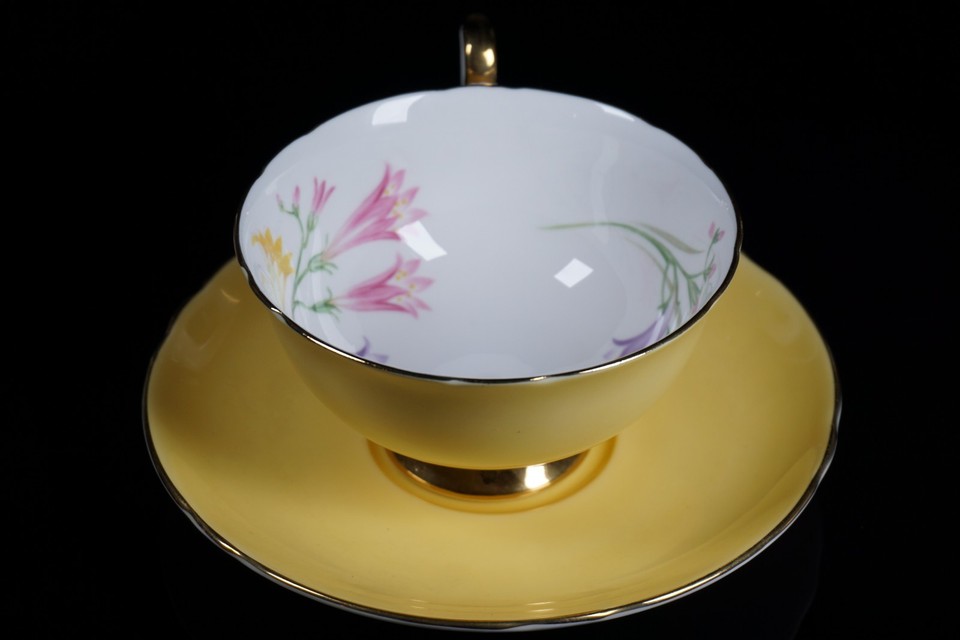 Beautiful SHELLEY Bright Yellow Freesia Cup and Saucer | eBay