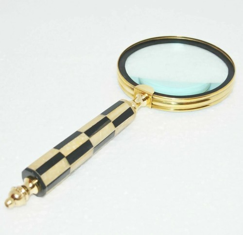 Brass Magnifying Glass Vintage Magnifier W/ Beautiful Handle Decorative ...
