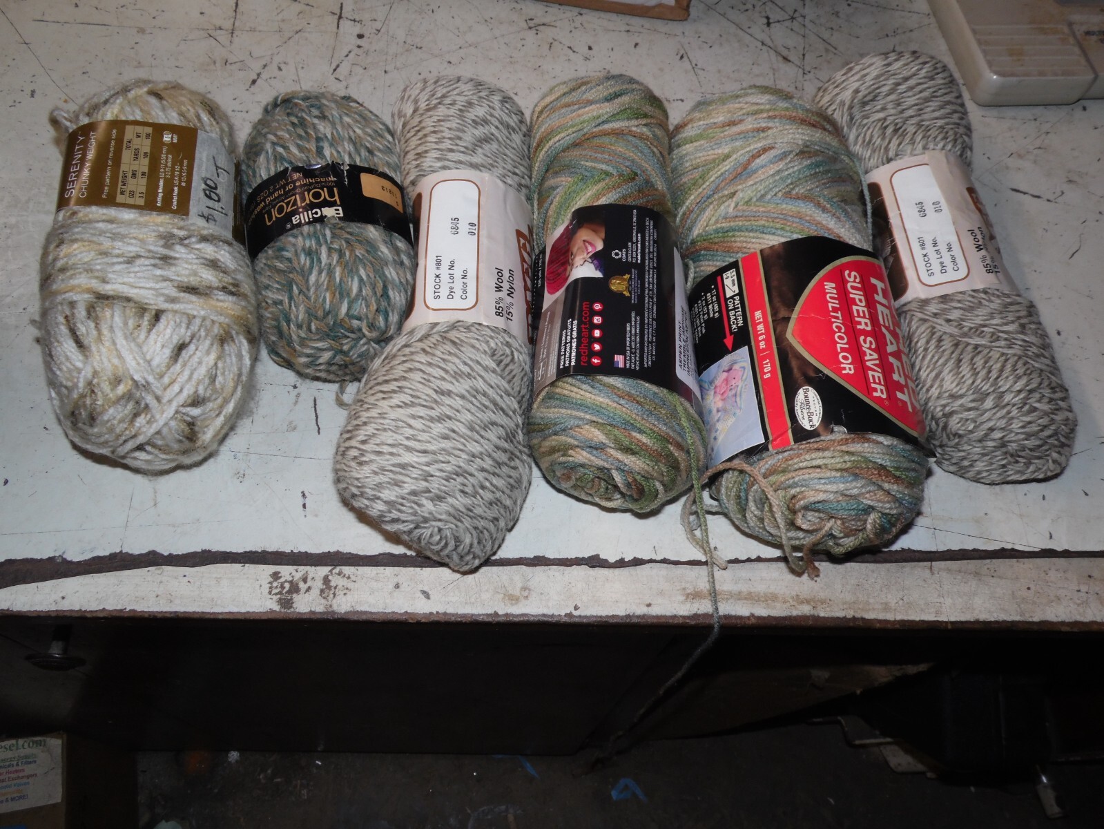 Lot of 6 Skeins Variegated Yarn - Brown Tan - Red Heart Ragg Wool ...