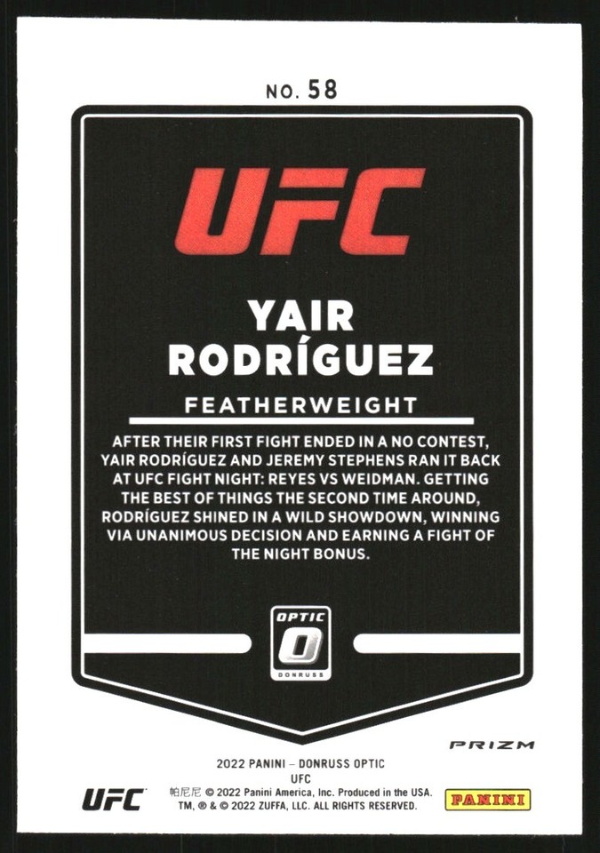 2022 Donruss Optic UFC Blue Velocity #58 Yair Rodriguez | eBay
