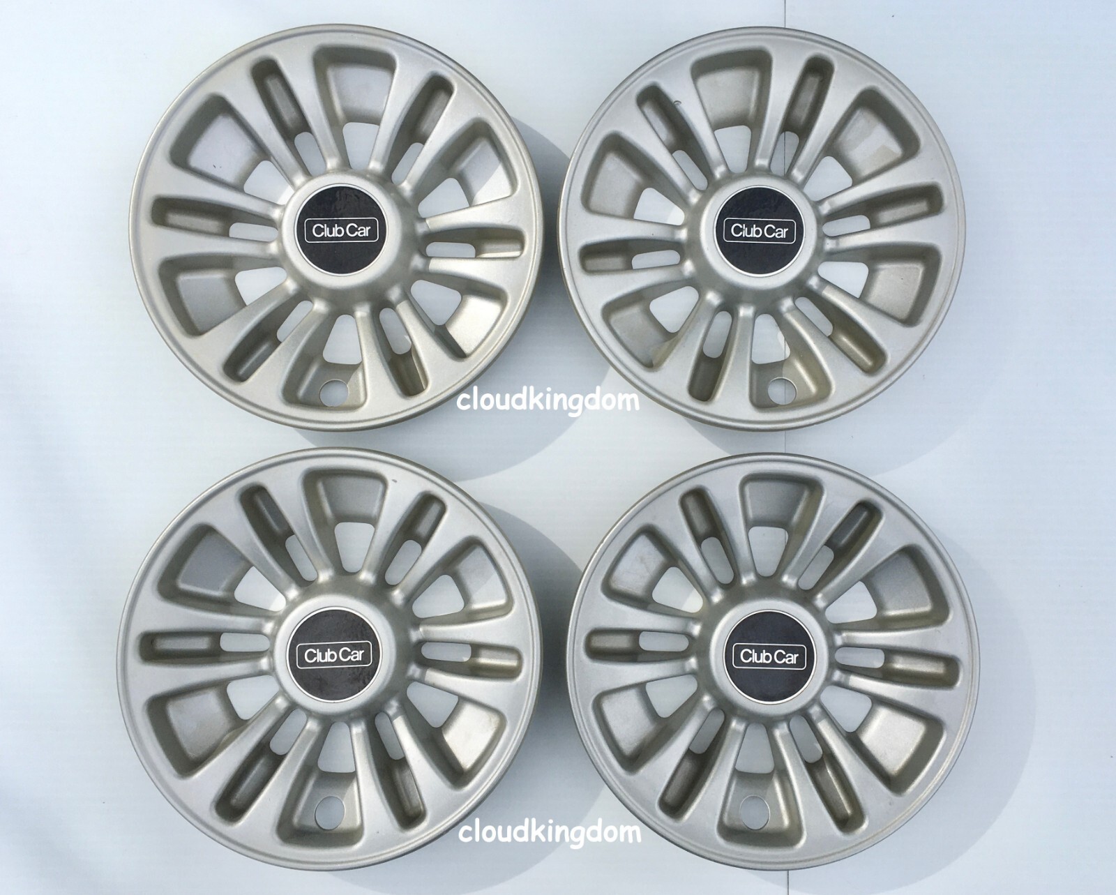 Club Car OEM Silver 12 Spoke 8" Hub Center Caps 105142401 Style 2 ...