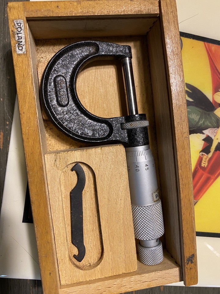 Vintage FOWLER Mikrometer 0-25mm 0.01mm Poland micrometer with orignal ...