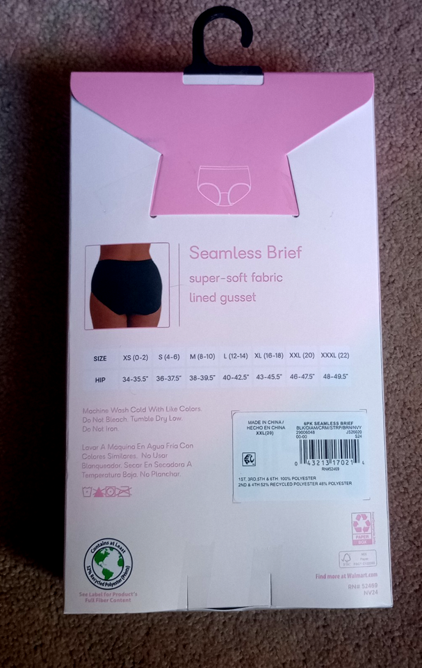 JOYSPUN Soft Seamless High Cut Brief Panties 6 Pair Women's Size XXL 20 ...