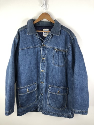Vintage Mens Large Insulated Blue Jean Denim Chore Barn Ranch Jacket ...