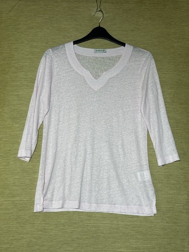 Kettlewell Top Womens Size M Light Pink V Neck Short Sleeved Linen ...