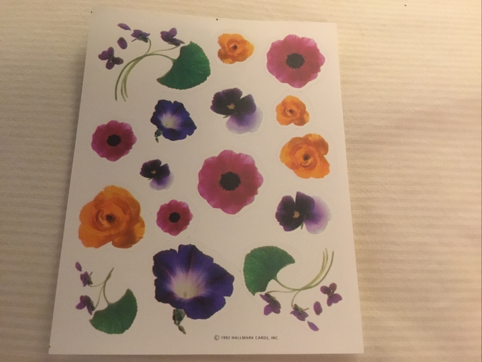 vintage hallmark sticker sheet colorful flowers | eBay