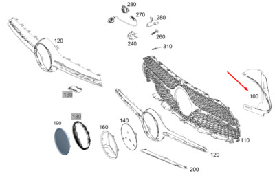 MB CLS C257 Radiator Grille Right Air Duct Segment A2578854002 NEW ...