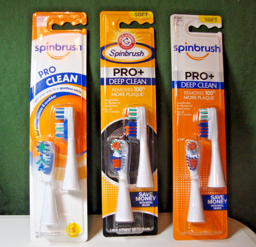 6- Spinbrush Pro Clean SOFT 3 Replacement Packs Brush Heads (2 DEEP ...