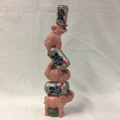 Pabst Blue Ribbon Stacked Cans and Pink Elephant Beer Tap Handle. Rare ...