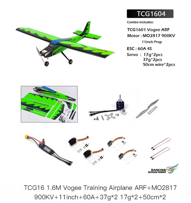 TCG16 Vogee ARF Balsa Wood RC Model Radio Control Airplane Kit 1600mm ...