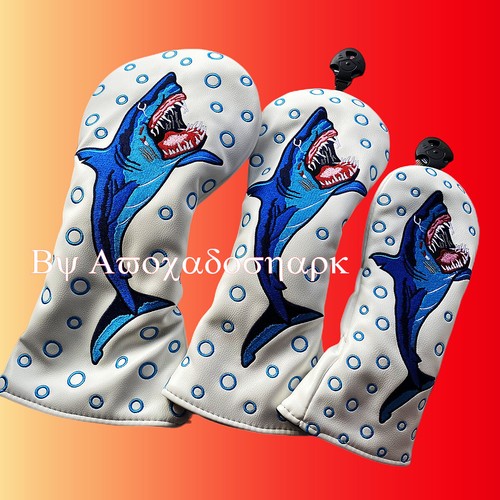 4 Choices Shark Embroidery Golf Driver Fairway Wood Hybrid Headcover ...