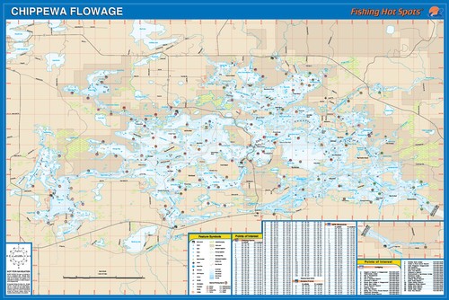 Chippewa Flowage Detailed Fishing Map, GPS Points, Waterproof, Depth # ...