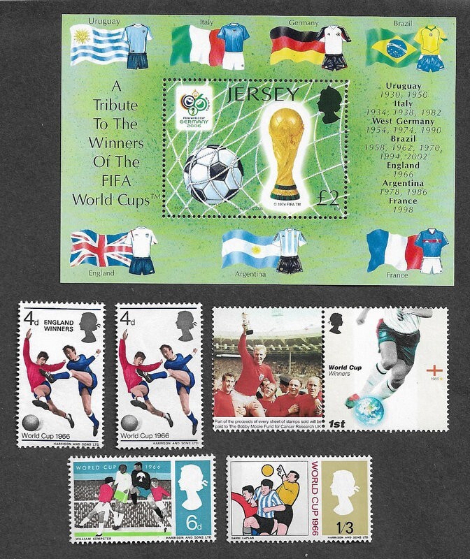 FOOTBALL ENGLAND WINNERS + WORLD CUP STAMPS MIN SHEET MNH ROYAL MAIL ...