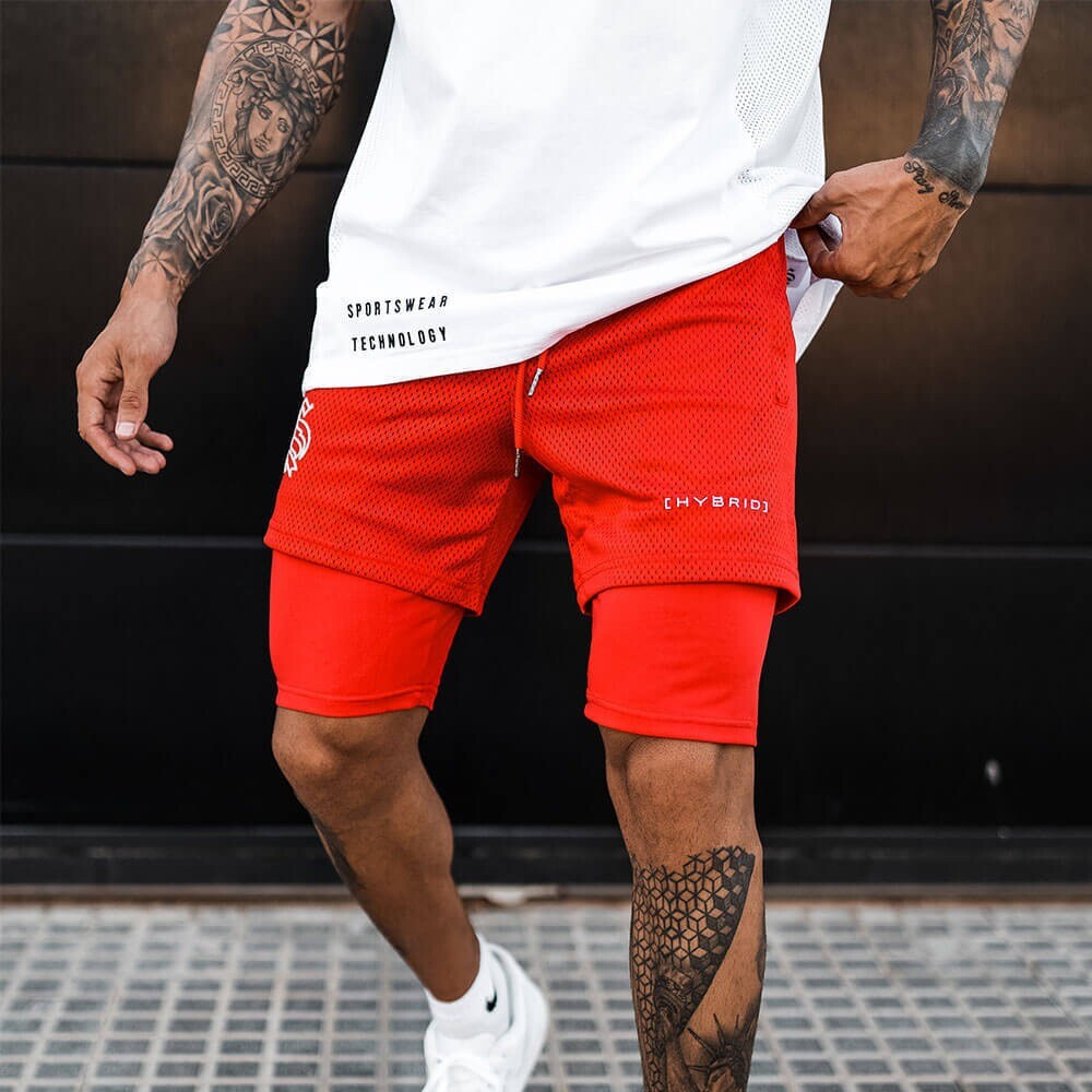 European and American Trendy Sports Double Layer Shorts For Mens ...