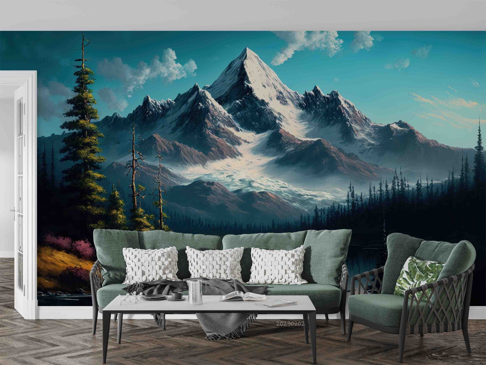 3D Snow Mountain Forest Self-adhesive Removable Wallpaper Murals Wall ...