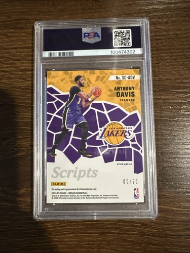 2019 Mosaic Scripts ANTHONY DAVIS Scripts GOLD /25 Auto PSA 10 Lakers ...