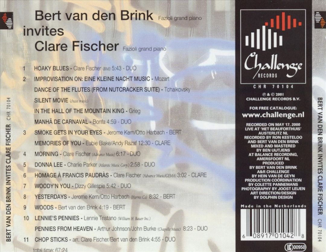 BERT VAN DEN BRINK & CLARE FISCHER BERT VAN DEN BRINK INVITES CLARE ...