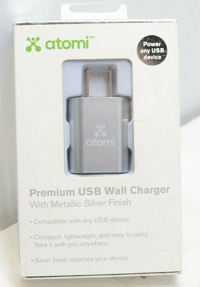 Atomi Premium Usb Wall Charger with Metallic Silver Finish | eBay