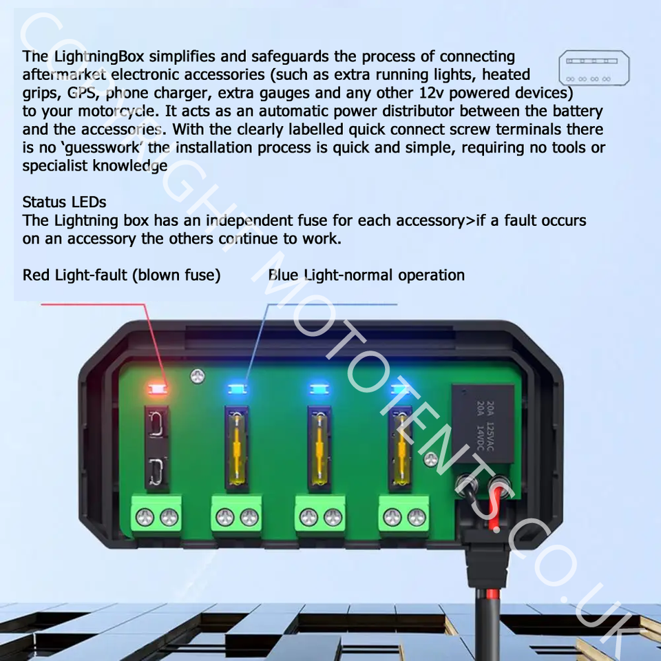 Motorcycle Power Distribution Lightning Box Independent fuses unlike ...