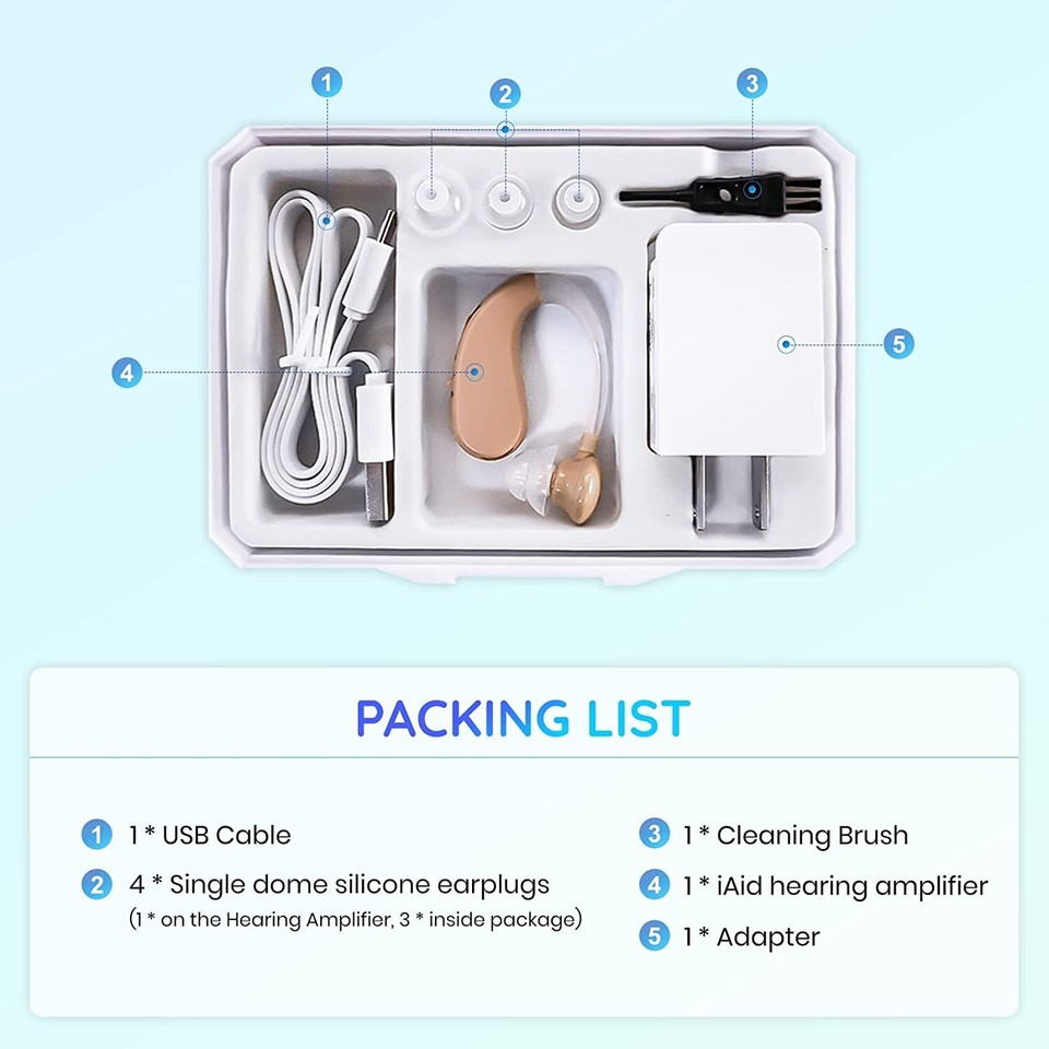 Digital Hearing Amplifier BTE Sound Aid for Senior Adults Loss with ...