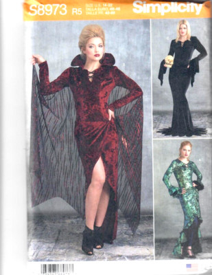 Simplicity S8973 Dress Leggings Costume Pattern Vampire Witch Misses 14 ...