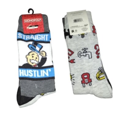 MONOPOLY Socks 2 pairs Size 6-12 Hasbro NWT “Straight Hustlin’” Uncle ...