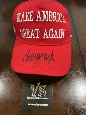 Donald J. Trump Signed, Autographed, Signature Red MAGA Hat w/COA | eBay