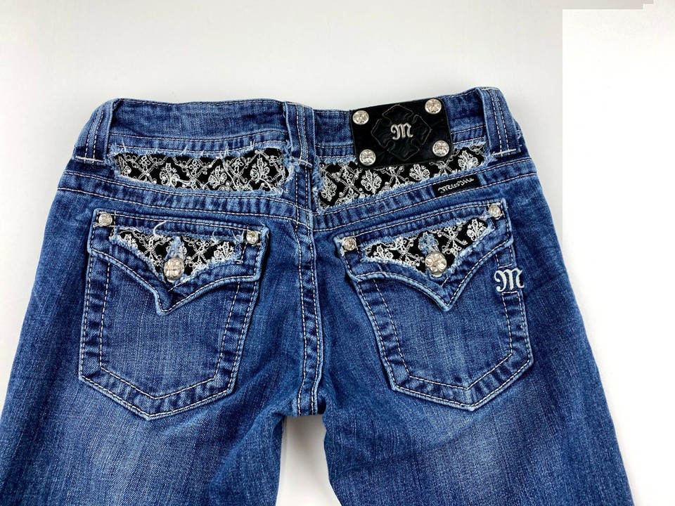 Miss Me Women's Jeans Size 27 Boot Cut Distressed Stretch Blue Denim ...