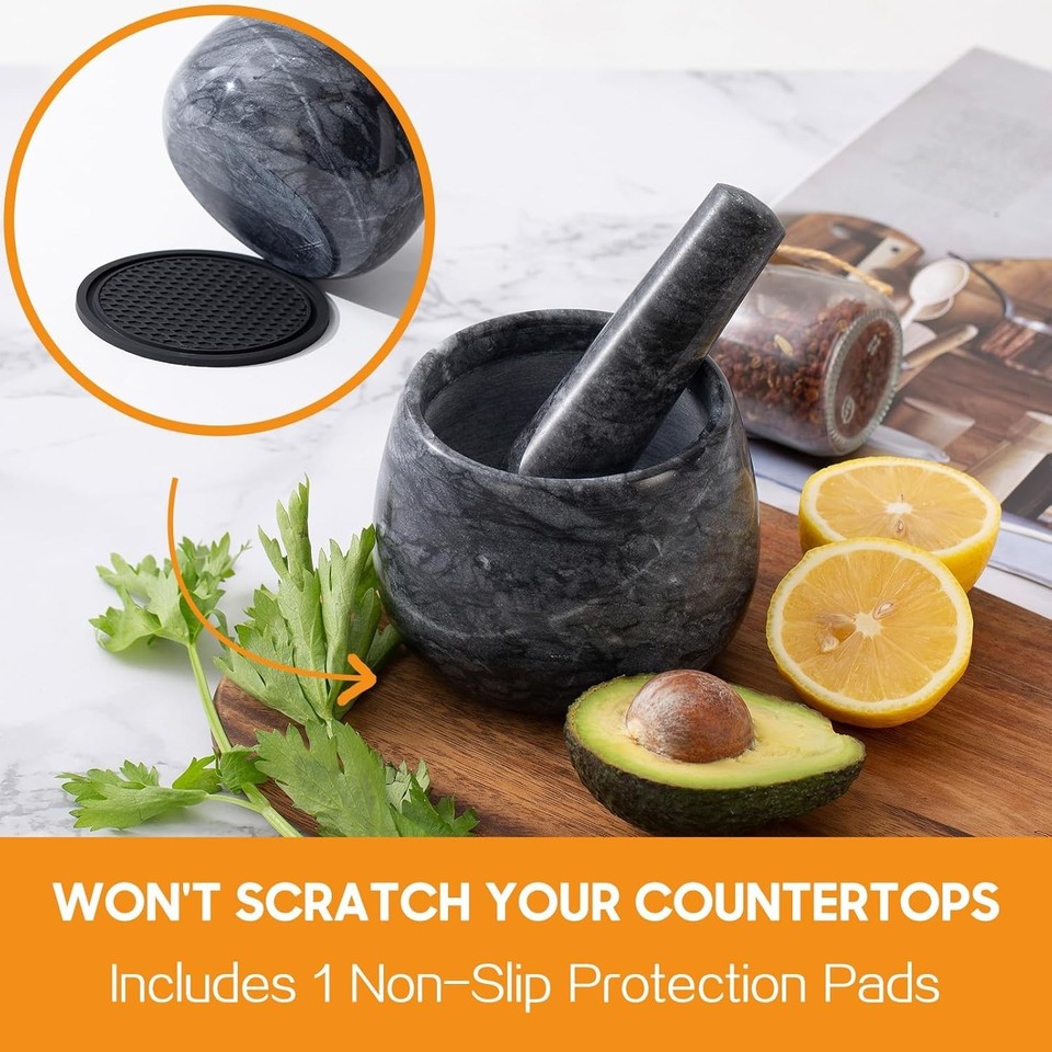 Heavy Duty Mortar and Pestle, Natural Marble Pestle Set, Black | eBay