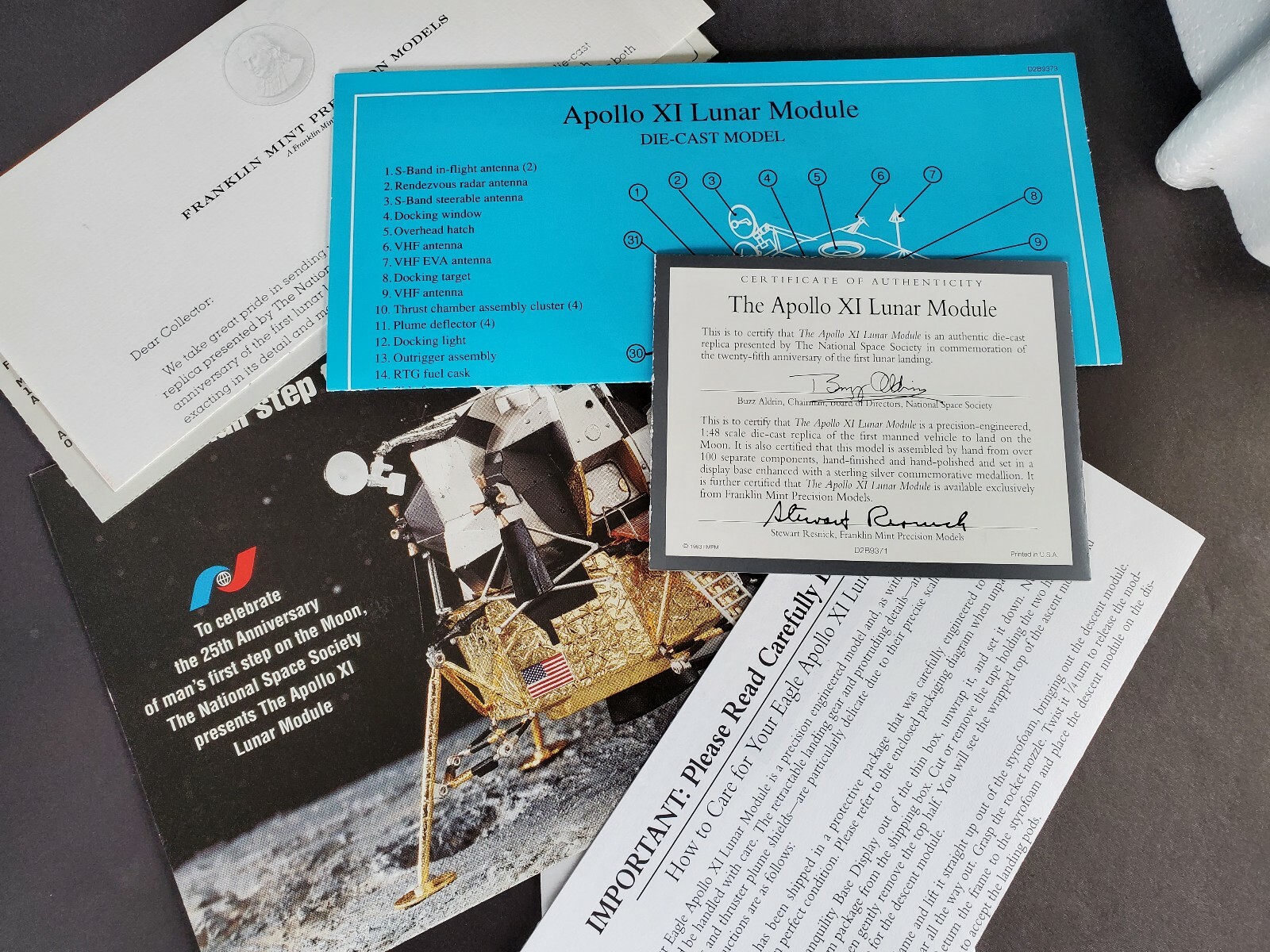 Franklin Mint Apollo 11 First Lunar Moon Module NASA 1:48 Scale Diecast ...