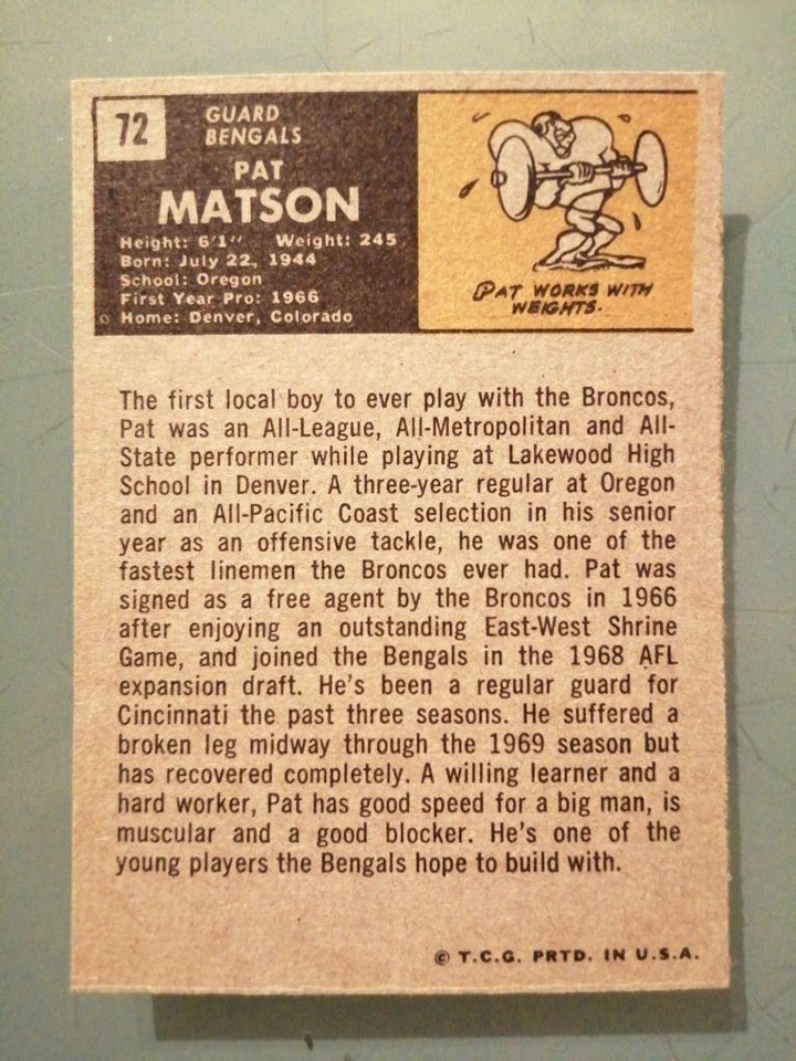 PAT MATSON 1971 Topps #72 Football $1 Flat Rate Shipping J748 | eBay