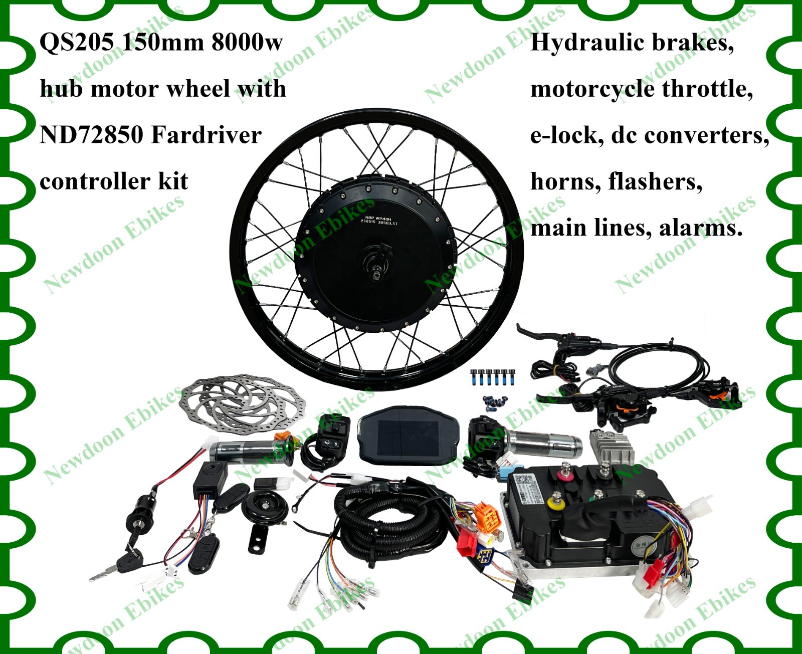 QS273 150MM 8000W hub motor with ND72850 Fardriver controller kit for ...