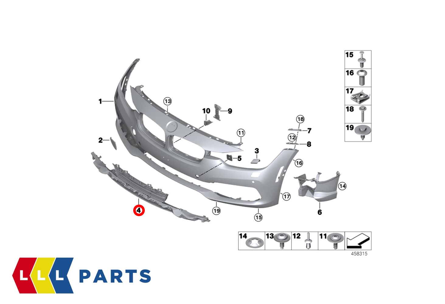 NEW GENUINE BMW 3 SERIES F30 F31 LCI FRONT BUMPER LOWER CENTER SECTION ...